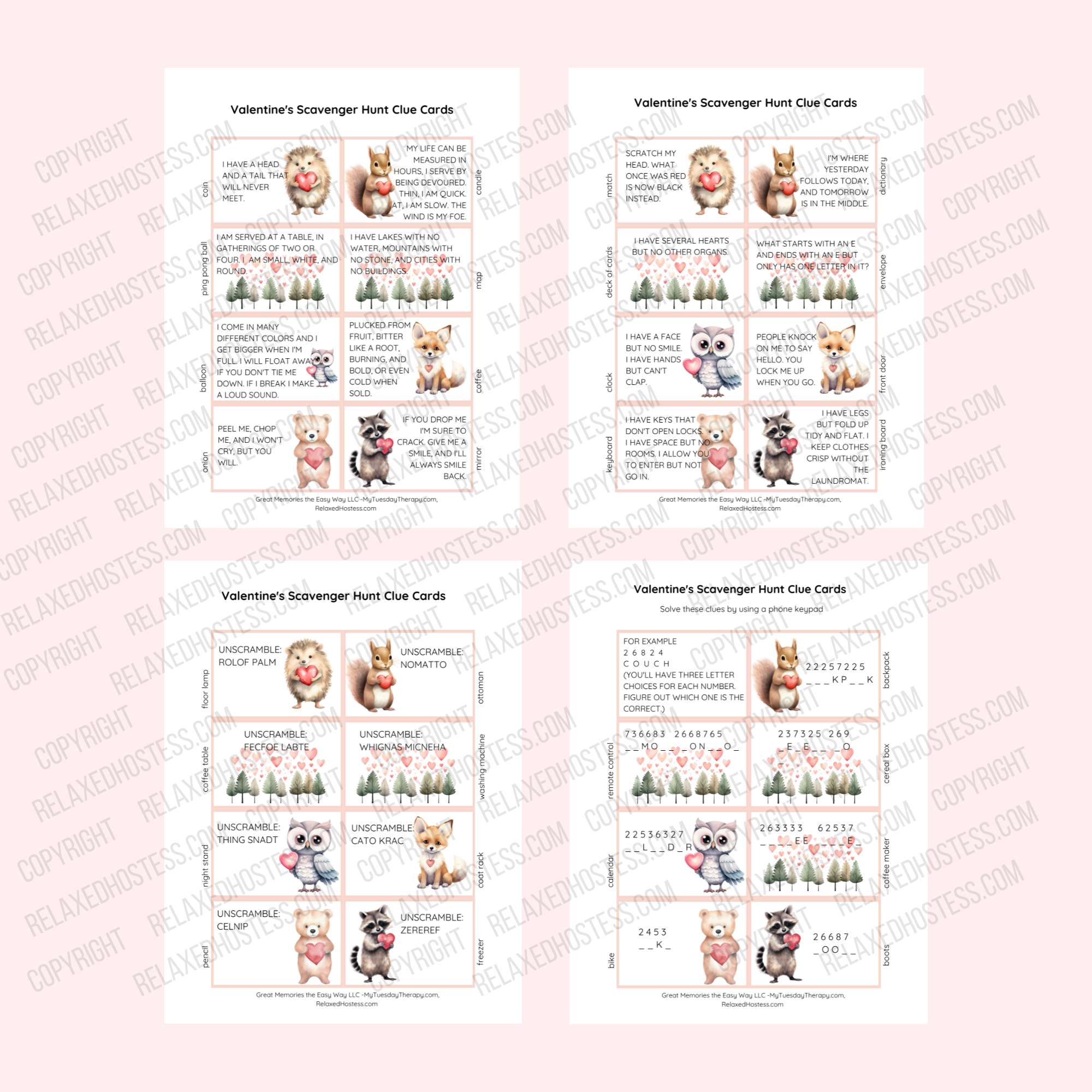 Valentine's Scavenger Hunt Clues for Older Kids (Woodland) – Relaxed ...